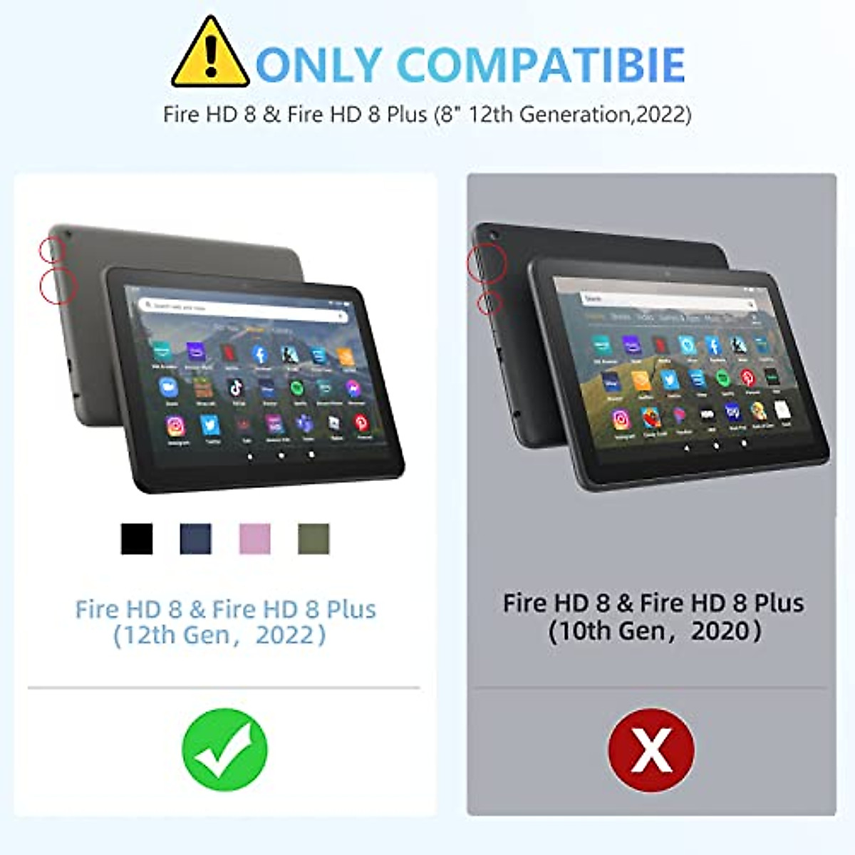 Clear Case for Kindle Fire HD 8 & Fire HD 8 Plus Tablet 8" (12th Generation 2022), Clear Protective Case for All-New Amazon Fire HD 8 & Fire HD 8 Plus Tablet, Silicone Back Shell Cover - Transparent