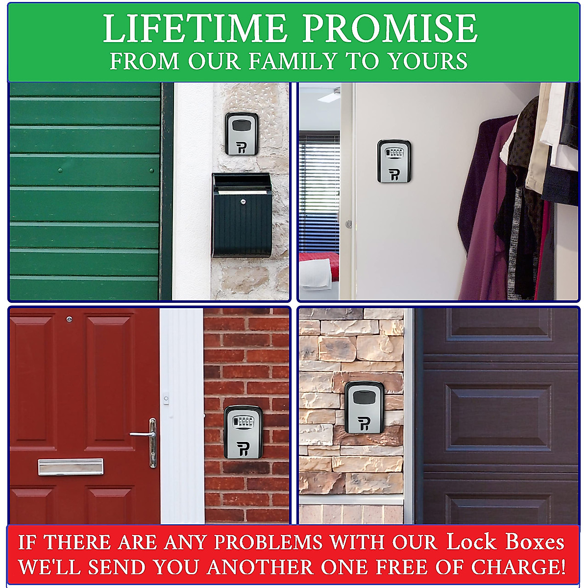 Key Lock Box for Outside - Rudy Run Wall Mount Lockbox for House Keys Outdoor - Combination Key Hiders to Hide a Key - Waterproof Key Safe Storage Lock Box