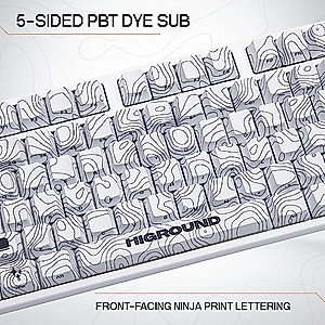 Higround Topograph PBT Dye Sub Keycaps - for Mechanical Keyboards, Full 123 Key Set, OEM Profile, ANSI ISO Support, US Layout (SNOWSTONE)