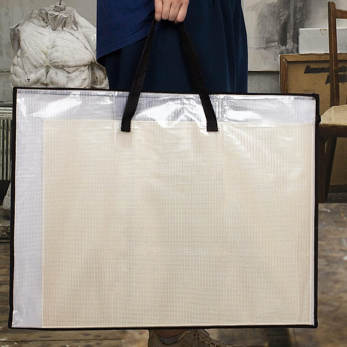 SUNEE 19x25 Art Portfolio Bag, 3 Packs Artist Supply Organizer with Handle, Zippered Storage Folder for Artwork, Poster, Scrapbook, Keepsake and Bulletin Board