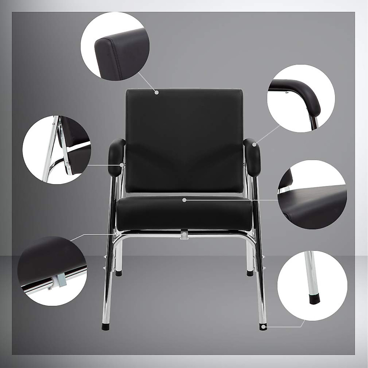 BestOffice Auto Tilt Shampoo Chair Portable Salon Chair Barber Chair with Auto Tilt Seat Back. Reclining Beauty Salon Chair Soft Armrests Metal Frame and Extra Thick Cushion, Black