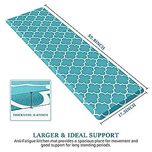 WISELIFE Kitchen Mat Cushioned Anti-Fatigue Kitchen Rug,17.3"x 60",Non Slip Waterproof Kitchen Mats and Rugs Heavy Duty PVC Ergonomic Comfort Mat for Kitchen, Floor Home, Office, Sink, Laundry, Green