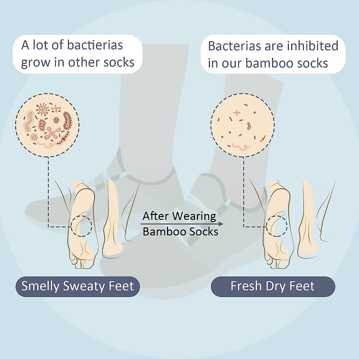 Bamboo Rayon Dress Socks for Men, 4 Pair Comfortable Crew Men Socks, Seamless Stretchy Casual Sports Socks, Navy(4 Pairs),10-13