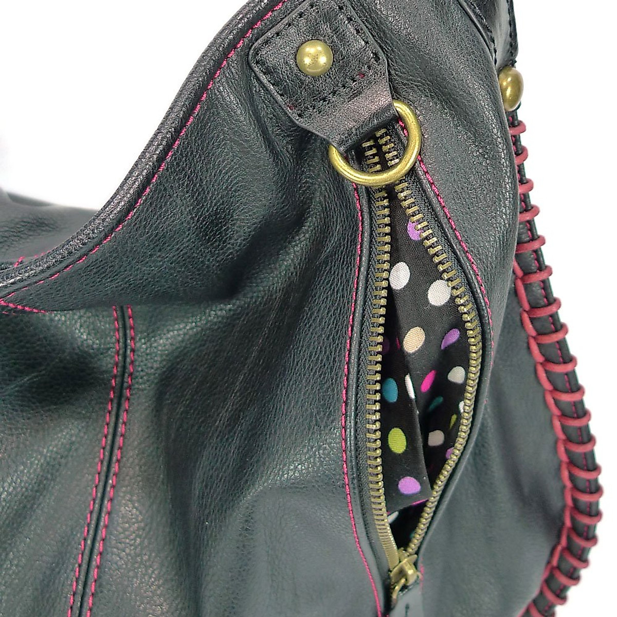 Chala Handbag Charming Hobo DADA PANDA Black Vegan Leather Soft nice gift