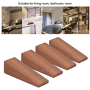 4pcs Door Stops, Dark Brown Triangula Door Stopper Wooden Door Stopper Door Stopper with Rubber Tip for Home Hotel Office Accessory