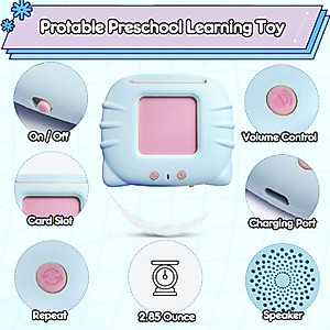 YATAOME Talking Baby Flash Cards Preschool Montessori Educational Learning Toys for 3-4 Years Old Toddler Kids Boys Girls Learn Literacy Sight Words Audible Reading Resource with Sound Effects (Blue)