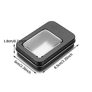 HomeSoGood 4 Pack Metal Tin Can Box Black Rectangular Storage Boxes with Detachable Clear Lid Container for Jewelry Coin Candy Key Earrings Headphones Organizer