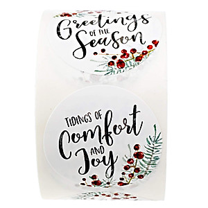 Holly Berry Holiday Stickers / 500 Greenery Greeting Card Envelope Seals / 6 Alternating Watercolor Christmas Sticker Designs / 1.5" Rustic Christmas Labels