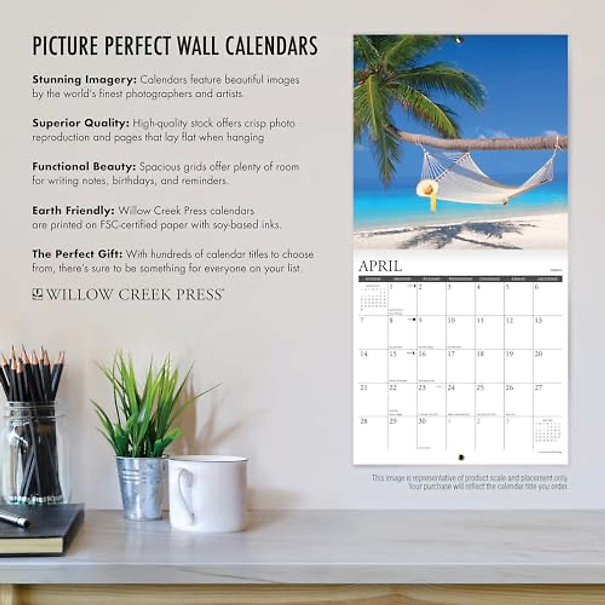 Willow Creek Press Ah, The Beach! Monthly 2024 Wall Calendar (12" x 12")