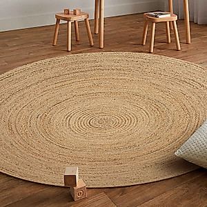 EXPORT PROFILE Handmade Reversible Round Area Rug, 2 Feet Natural Jute, Rustic Charm Home Decor for Kitchen Living Room
