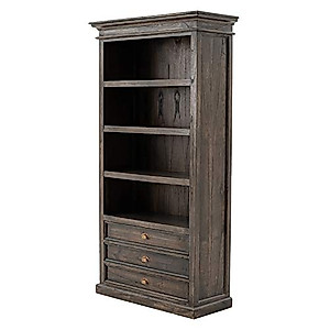 BOWERY HILL Coastl Styled Wooden Bookcase in Black Wash Finish