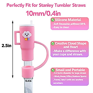 4 Pack Silicone Straw Cover Cap for Stanley Cup,Straw Topper Compatible with 40oz Tumbler with Handle,Cloud Straw Tip Covers for 10 mm Straws Stanley Cups Accessories