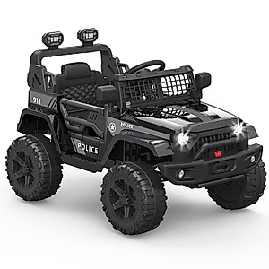 Ride on Truck Car 12V Kids Electric Vehicles with Remote Control Spring Suspension, LED Lights, Bluetooth, 2 Speeds