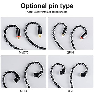 8-Strand Aluminum Alloy Cross Braided Headphone Cable Pink and Black Headphone Upgrade Replacement line MMCX/2Pin/QDC/TFZ/2.5mm-4.4mm to Improve The Sound Quality Headphone Cable. (QDC, 3.5mm, Black)