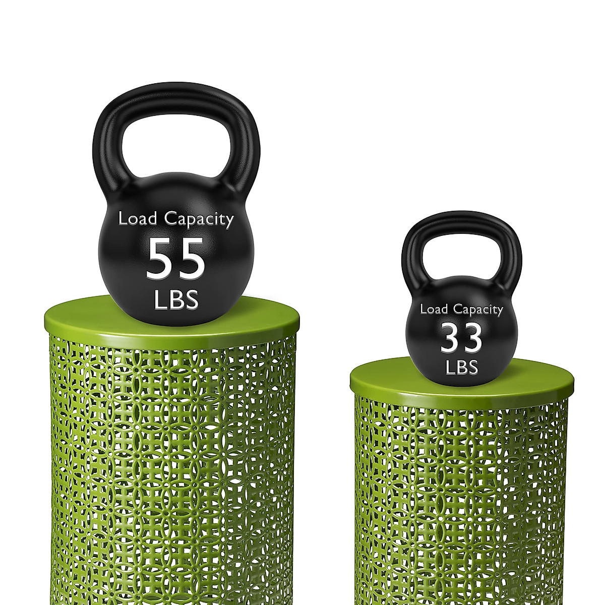 Glitzhome Outdoor Side Table Set of 2, Decorative Garden Stool for Indoor Outdoor Heavy Duty Metal Frame Accent Table Modern End Table, Glossy Green