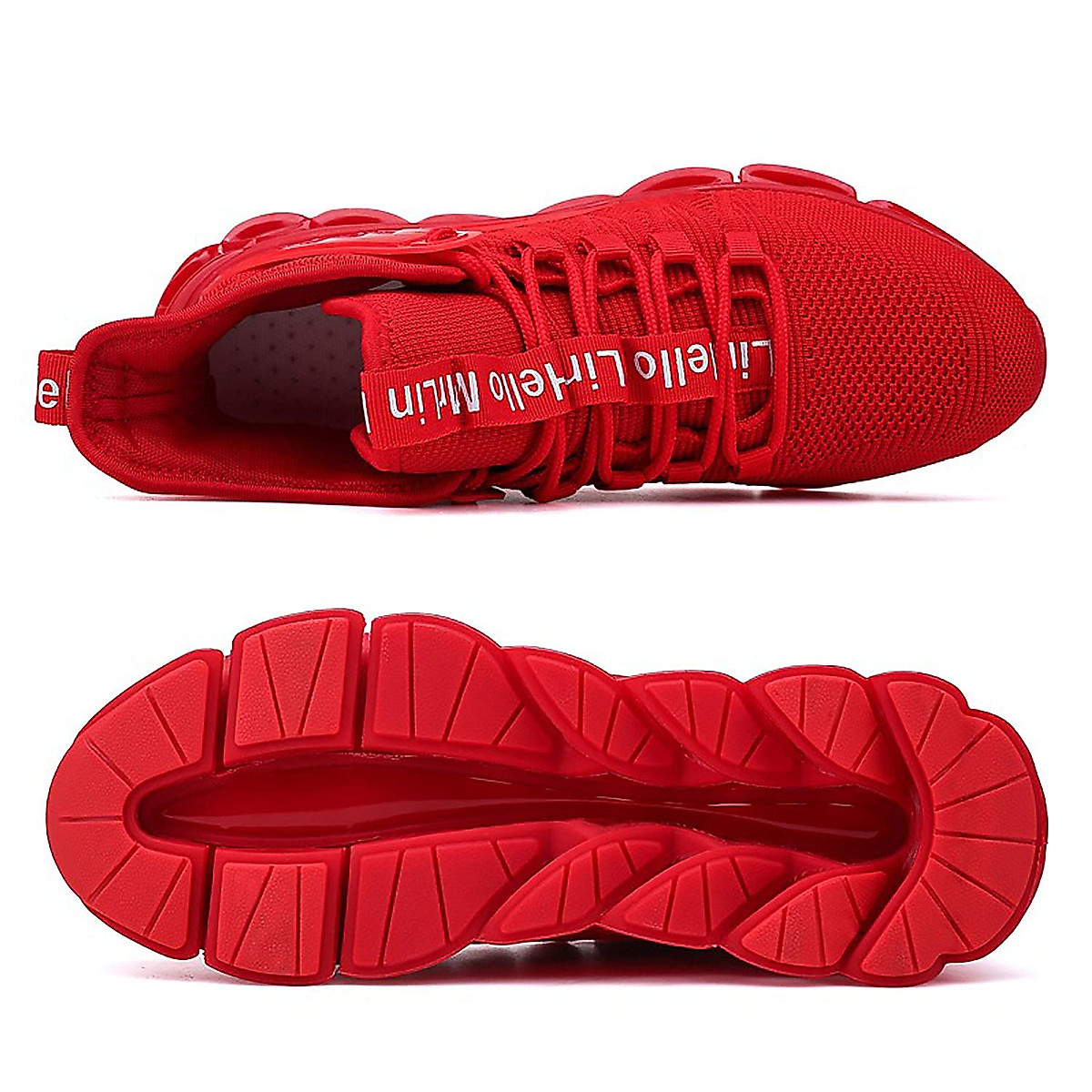 DUDHUH Running Shoes for Men Comfortable Athletic Cross Trainer Casual Walking Fashion Mens Tennis Sock Sneakers Red