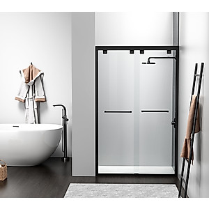 Elegant Kitchen and Bath SD303-4876MBK Semi-Frameless Shower Door 48 x 76 Matte Black