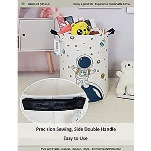 ONOEV Round Fabric Storage Bin,Decorative Basket,Organizer Basket with Handles,for Clothes Storage,books and sundries (Star astronaut), 19.7inch(H) x 15.7inch(D)