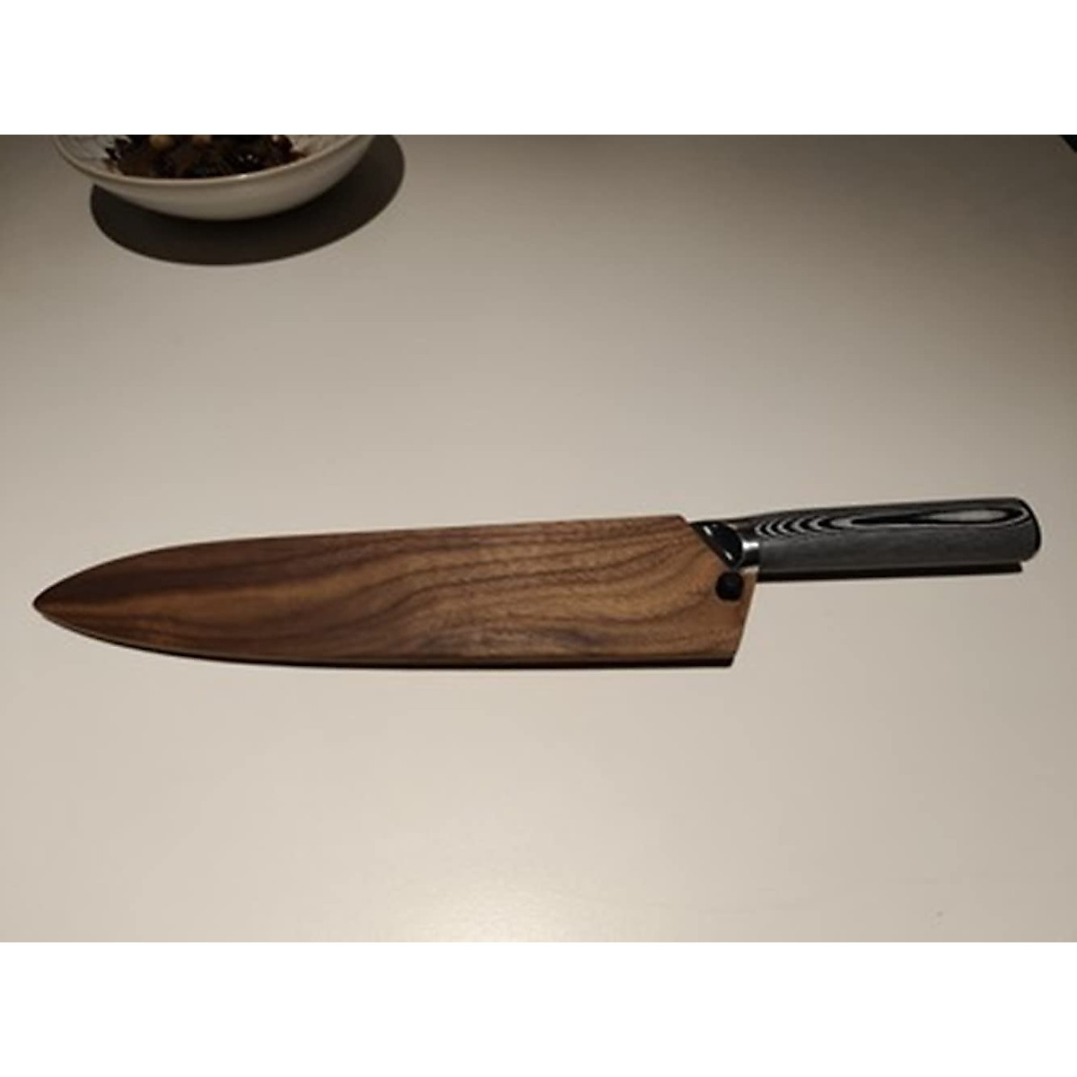 Aibote Handmade Natural Black Walnut Wood Japanese Gyuto Chef Knives Sheath Magnetic Knife Case Holder Protector Wooden Cover (A,8 inch)