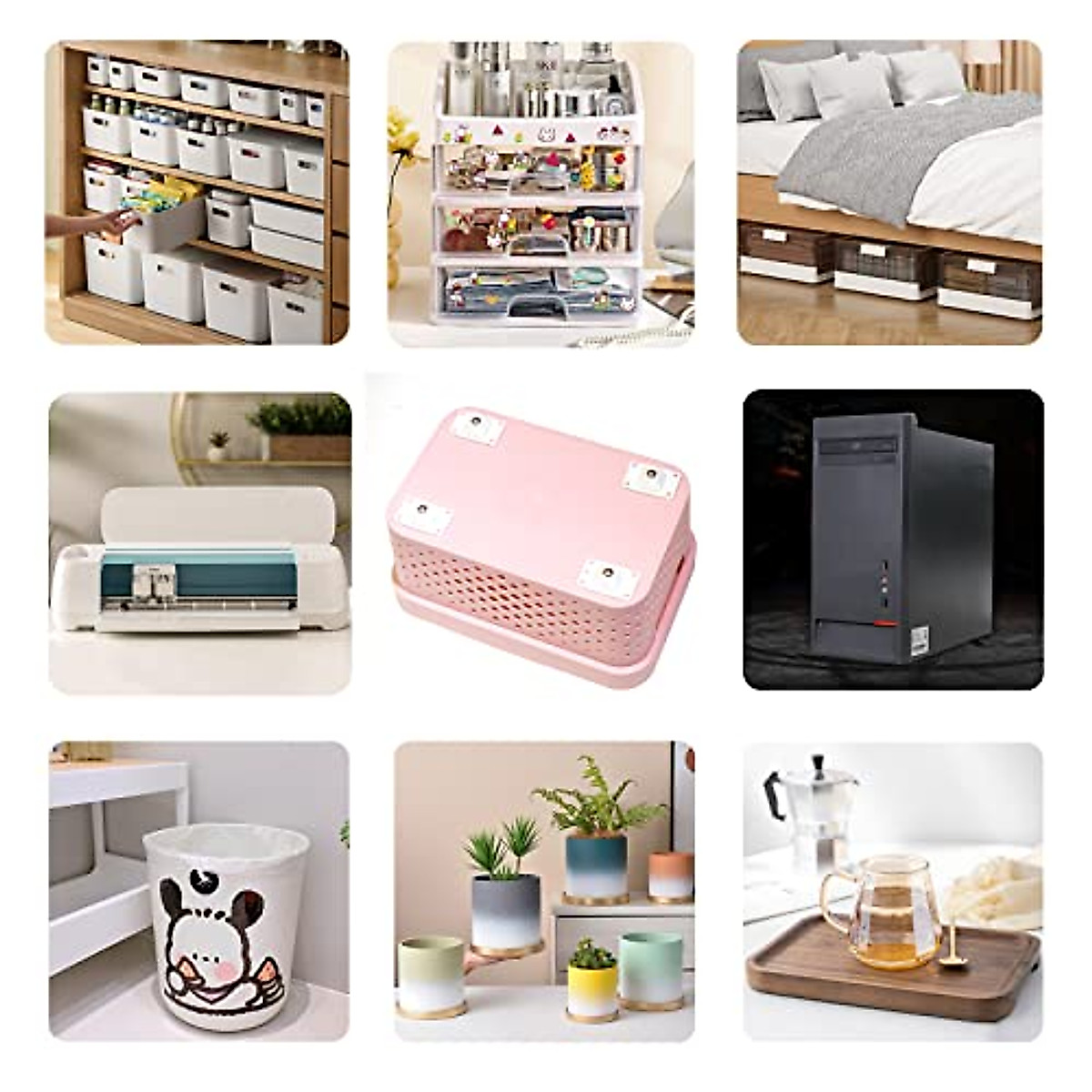 16 PCS Self Adhesive Caster Wheels 360 Degree Swivel Mini Adhesive Wheel Stainless Steel Pulley Pndbnq Sticky Roller for Attach Bins Storage Boxes etc