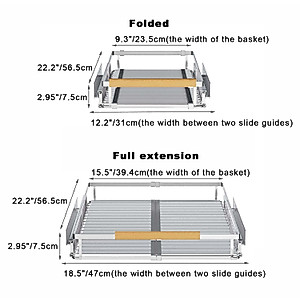 Pull Out Cabinet Drawer Organizer Expendable Slide Out Pantry Storage Shelves Heavy Duty Stainless Steel Shelf Rack for Kitchen Base Cabinet Pantry Closet Under Sink Divider Organization,2Packs
