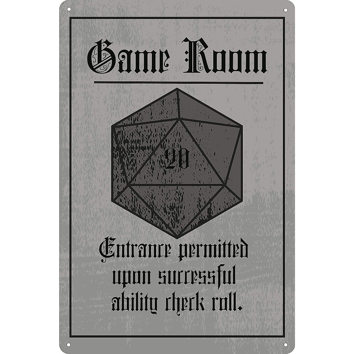 Game Room Sign 12" x 8" Table Top Hobby Games Man Cave D20 RPG Themed Sign Gamer Wall Decor Role Playing 20 Sided Die Board Game Art