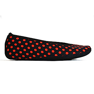 Nufoot Ballet Flats Women's Shoes Foldable & Flexible Flats Slipper Socks Travel Slippers & Exercise Shoes Dance Shoes Yoga Socks House Shoes Indoor Slippers Black with Red Polka Dots Small