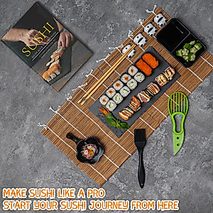 CHOMKIT Sushi Making Kit for Beginners, 25 in 1 Sushi Bazooka Kit with Sushi Mat, Sushi Mold, Sushi Knife, Chopsticks with Guide Book, Deluxe Edition DIY Sushi Machine for Kids