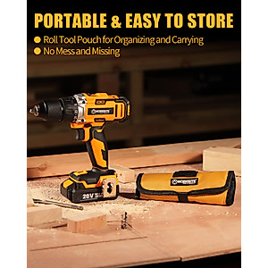 WORKSITE 102PCS Drill Bits Set and Screwdriver Bits for Metal, Wood, Masonry, Drilling and Driving Accessories with Screws, Anchors and Roll Tool Pouch