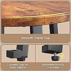 Aiho Bar Table and Chairs Set for 2 with Upholstered Stools, 3 Pieces Pub Table and Chairs, Modern Pub Dining Set for Small Place - Rustic Brown