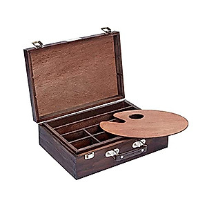 KINGART Studio Wood Art Storage Box, 2-Tier Case with 10 Dividers, Espresso Finish