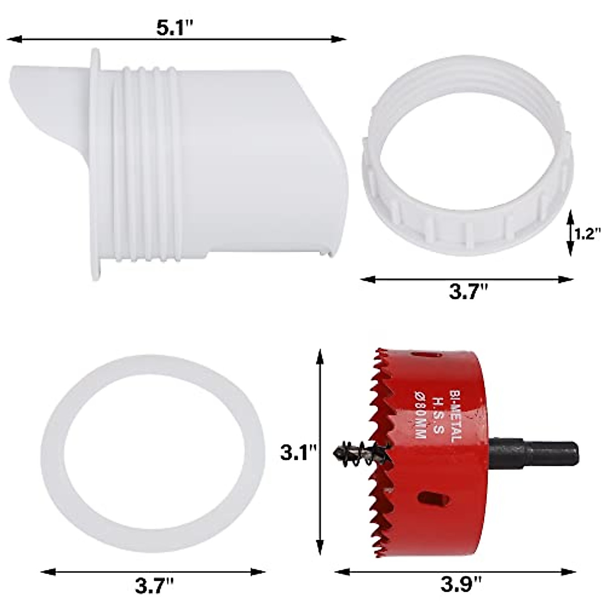 DR.DUDU DIY Automatic Chicken Feeder No Waste, 3 Pcs Poultry Feeder Port with Hole Saw, Rain Proof Rodent Proof Gravity Feed Kits for Buckets, Barrels, Bins, Troughs