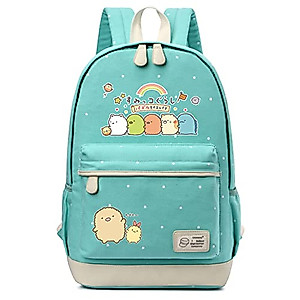 Roffatide Anime Sumikko Gurashi Game White Bear Tonkatsu Print Casual Backpack Green Canvs Schoolbag