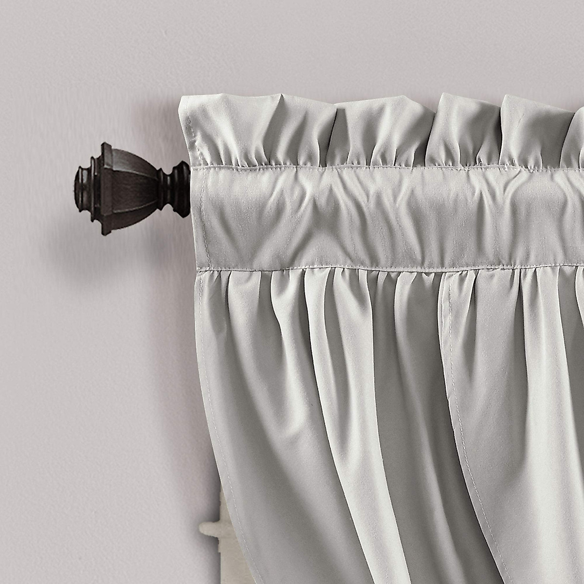 Lush Decor Lucia Elegant Waterfall Valance for Living Room Kitchen, and Bedroom, Soft Polyester Window Curtain, Single -Light Gray (42"W x 18"L)