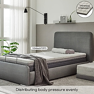 EVEZARY(KOR) Top Notch Memory Foam Mattress Topper–Relieve Back Pain,ergonomic,breathable,odor-free foam.Non-slip,rollable,washable cover. Compr test. CertiPUR-US certified for quality and durability.