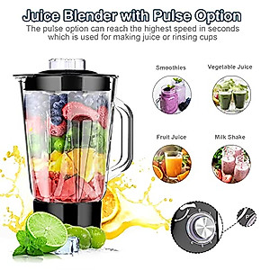 Stand Mixer, 6 IN 1 Multifunctional Electric Kitchen Mixer 660W 6 Speed with 7.4QT Stainless Steel Bowl, 1.5L Glass Jar, Meat Grinder, Dough Hook, Whisk, Beater, Sausage Kit, Food Mixer for Baking