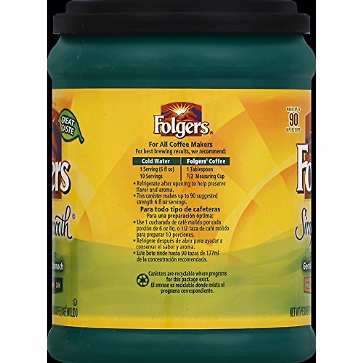 Folgers Simply Smooth Decaf Ground Coffee, Mild Roast, 11.5 Ounce (Packaging May Vary)