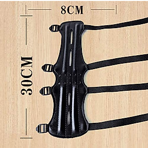 Archery Leather Arm Guard Long 4 Straps Forearm Protective Gear Hunting Arrow Bow (1PCS)