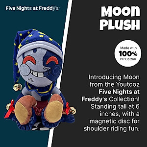 Youtooz FNAF Moon Plush 6" Inch Shoulder Rider, Collectible Soft Magnetic Moon Shoulder Rider Plushie from Five Night's at Freddys, By Youtooz FNAF Plush Collection