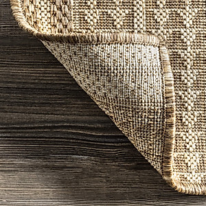 nuLOOM 4x6 Outdoor/Indoor Ranya Tribal Area Rug, Light Brown, Geometric Design, Stain Resistant, Highly Durable, For Patio, Balcony, Bedroom, Dining Room, Living Room, Bathroom