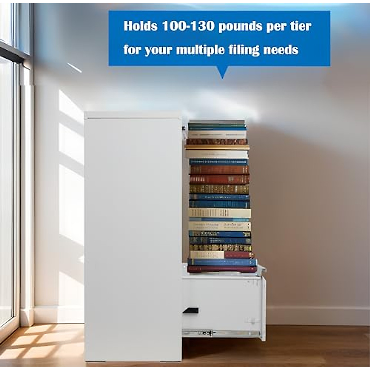 Finnhomy 3 Drawer Vertical File Cabinet with Lock, Metal Filing Cabinets for Home Office, Heavy Duty Storage Cabinet for Hanging Files A4/Letter/Legal with 25 Legal Size folders, Assembly Required