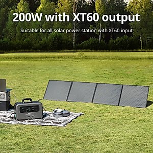 Zendure 200W Foldable Portable Panel with Kickstand, Durable Lightweight Panel Waterproof IP54 Portable Solar Panel Compatible with Zendure/Other Power Stations (with MC4 to XT60 Cable)