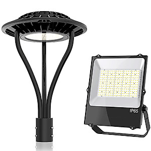 ADUB LED Post Top Light 100W 14,000LM, ETL Listed LED Post Lights Outdoor, 300W LED Flood Light ETL Listed, 42,000LM