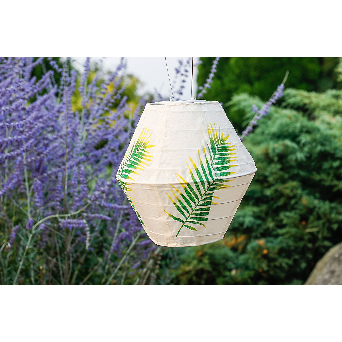 Allsop Home & Garden 31861 Soju Canvas Green Palm Solar Lantern,