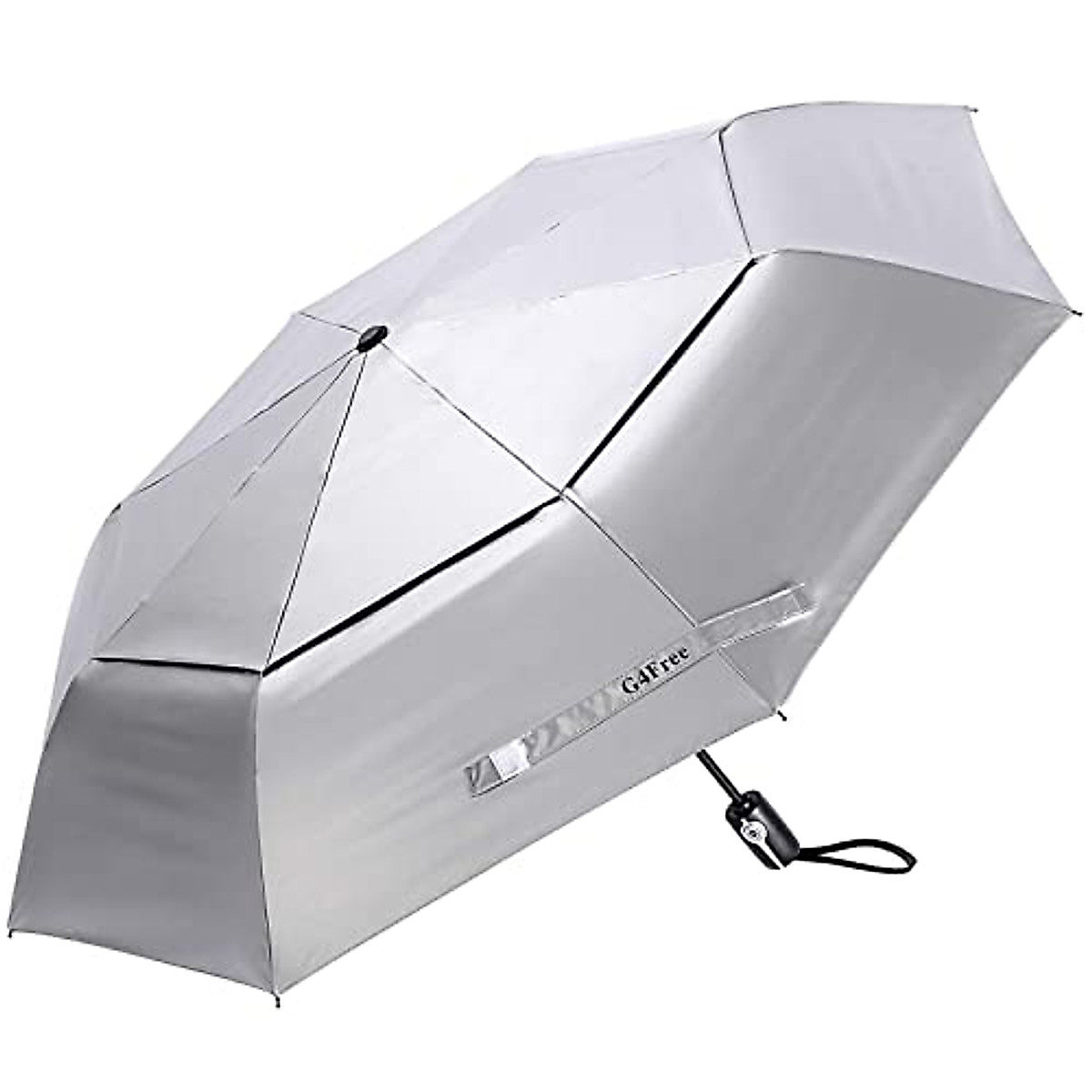 G4Free UPF 50+ UV Protection Travel Umbrella 42/46 Inch Windproof Silver Coating Sun Blocking Umbrella(Silver/Blue)