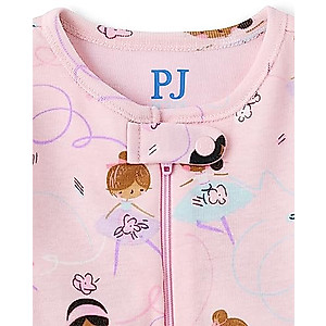 The Children's Place,and Toddler Snug Fit 100% Cotton Zip-Front One Piece Footed Pajama,CAMEO,12-18 MONTHS