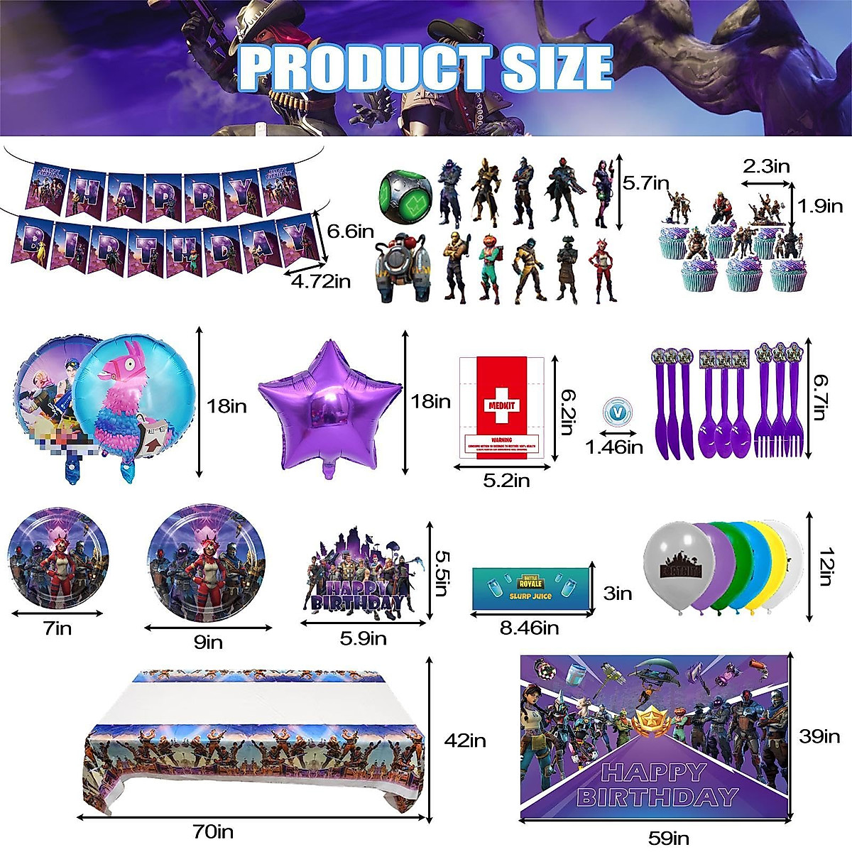 152pcs Party Supplies, Boys Birthday Decorations with Banners, Foil Balloons, Balloons, Stickers, Cake and Cupcake Toppers, Tablecloths, Cutlery, Forks, Spoons, Plates, Napkins.