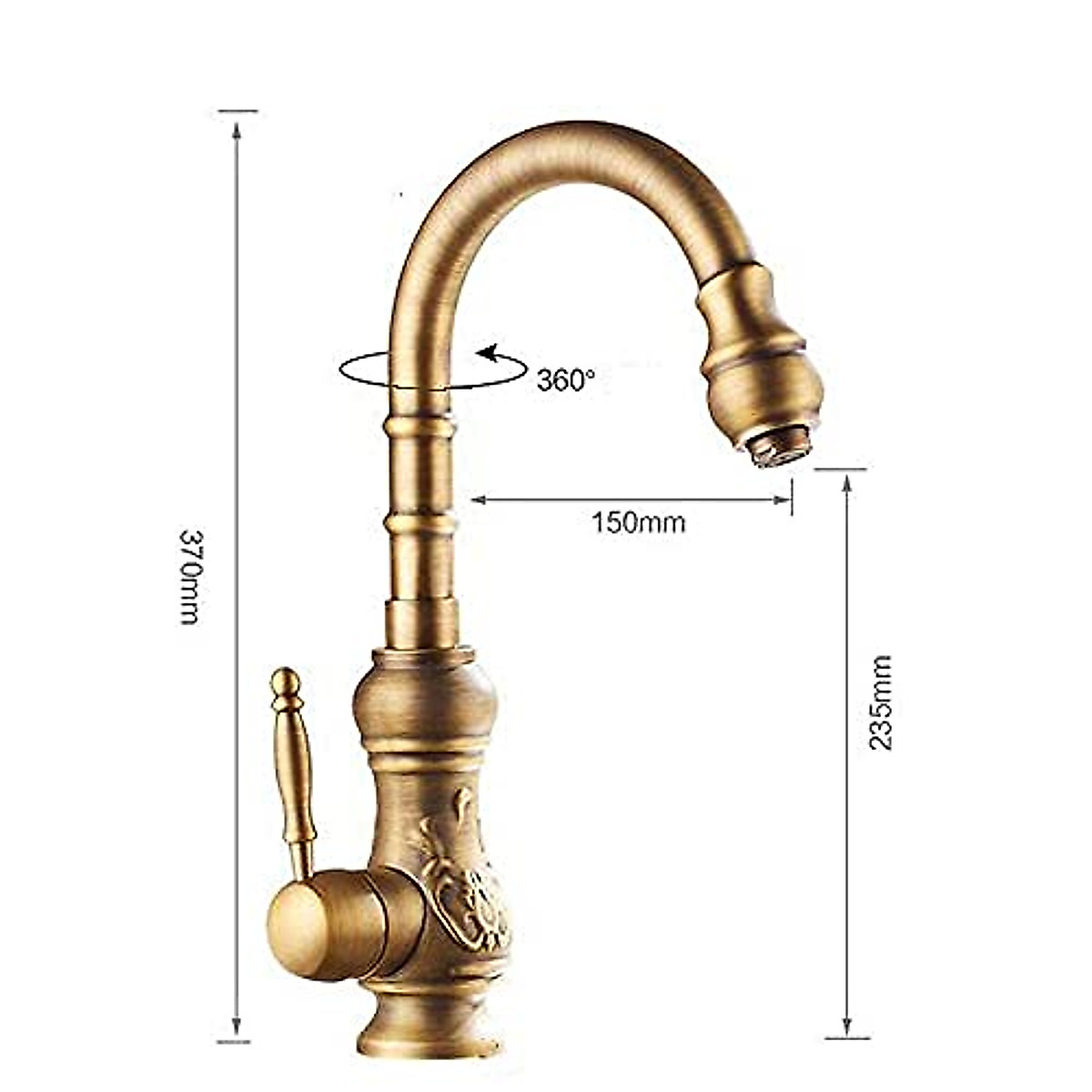 Kitchen Mixer Tap Kitchen Taps Antique Brass Kitchen Faucet Hot and Cold Rotating Single Handle Kitchen Sink Tap