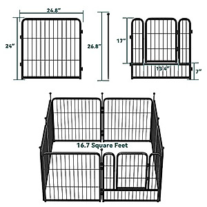 FXW Rollick Dog Playpen, 24" Height for Puppies/Small Dogs, Designed for Camping, Yard, 8 Panels