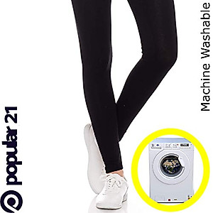 Popular 21 Fold Over Yoga Pants for Women | Soft Cotton Full Length Leggings (Black/White, X-Large)